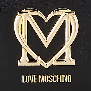 Love Moschino Women's Black Leather Gold Heart Camera Crossbody Handbag