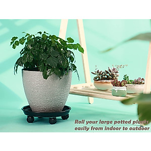 8 Packs Large Plant Caddy with PU Wheels 12" Rolling Plant Stands Heavy-duty Plastic Plant Roller Base Pot Movers Plant Saucers on Wheels Indoor Outdoor Plant Dolly with Casters Planter Tray Coaster