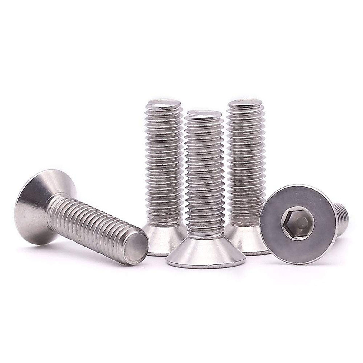 #10-24 x 3/4 inch Flat Head Socket Cap Screws 50 PCS, Countersunk Head, Allen Hex Drive, 304 Stainless Steel 18-8, Full Machine Thread, Bright Finish
