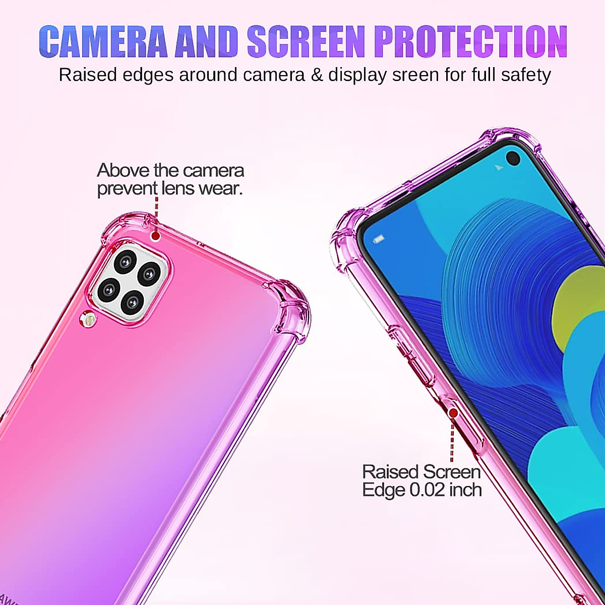 Gufuwo Case for Huawei P40 Lite 4G/Nova 6 SE/Nova 7i JNY-L21A Cute Case Girls Women, Gradient Slim Anti Scratch Soft TPU Phone Cover Shockproof Protective Case for Huawei P40 Lite 4G (Pink/Purple)
