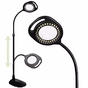 OttLite 2-in-1 LED Magnifier Floor and Table Light | Task Lamp, Craft Lamp | 2X Optical Grade Magnifier, 4X Spot Magnifier, Natural Daylight LEDs | Home, Office, Workshop, Dorm