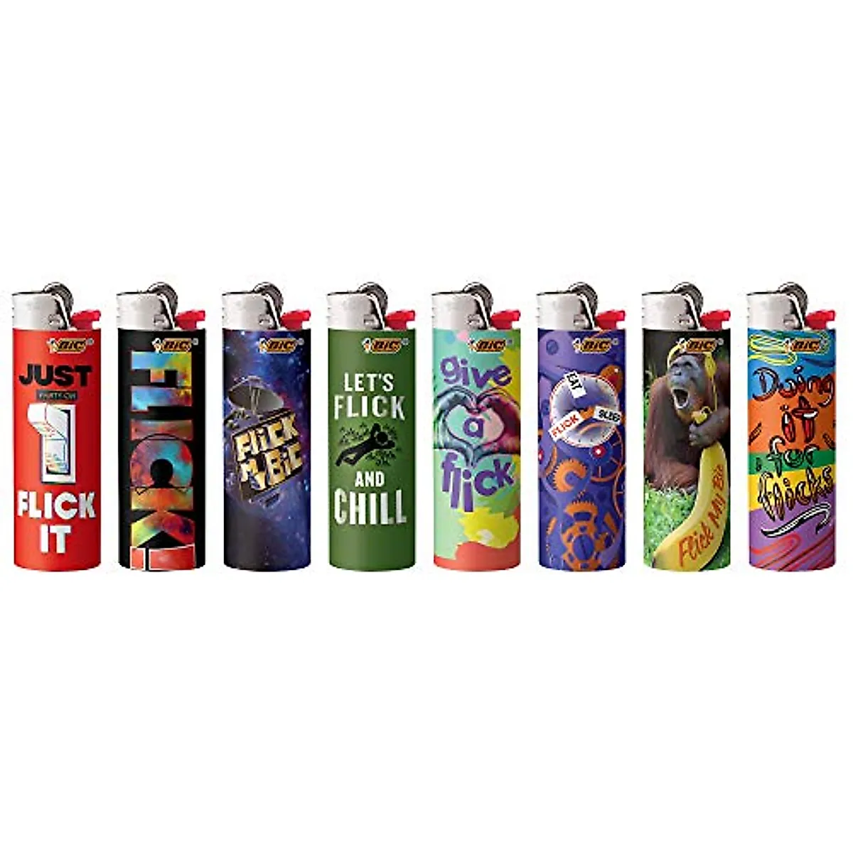 BIC Special Edition Flick My BIC Series Lighters, Set of 8 Lighters