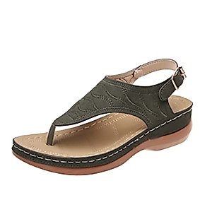 SAZZLE Wellmesi Sandals,Orthotic Sandals for Women Leather Orthopedic Arch Support Sandals Diabetic Walking Sandals (ArmyGreen,40)