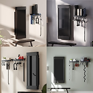 Crostice Metal Shelf Compatible with Tonal Accessories, Floating Shelf Organizer for Home Gym Storage, T-Lock Adapters Bracket Hanger, Gym Rack Wall Mounted with Hooks, Black Workout Shelf Holder