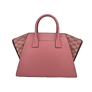 Michael Kors Avril Large Top Zip Satchel Crossbody Bag MK Pink Rose MK Leather