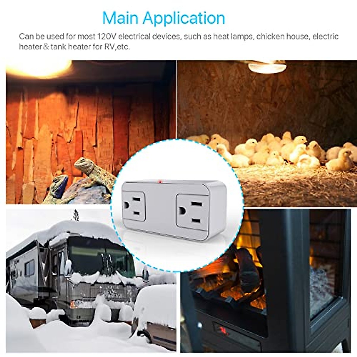 Ehaijia Thermostatically Controlled Dual Outlet, Cold Weather Thermo Plug,Automatic Switch On Below 32°F&Off Over 50°F,Free from Turn Heater On by Yourself in Freezing Weather,Save Energy and Effort