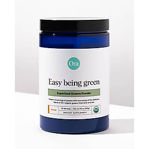 Ora Organic Greens Powder - Vegan, Gluten-Free, Organic Super Greens Drink for Energy and Detox | Antioxidants & Adaptogenic Herbs | 20+ Superfood Greens Blend - Citrus Flavor, 30 Servings
