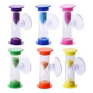 1 pcs Sucker Hourglass,2/3 Minute Sand Clock Glass Mini with Suction Cup for Toothbrushing Timing(3 Minute,Purple)