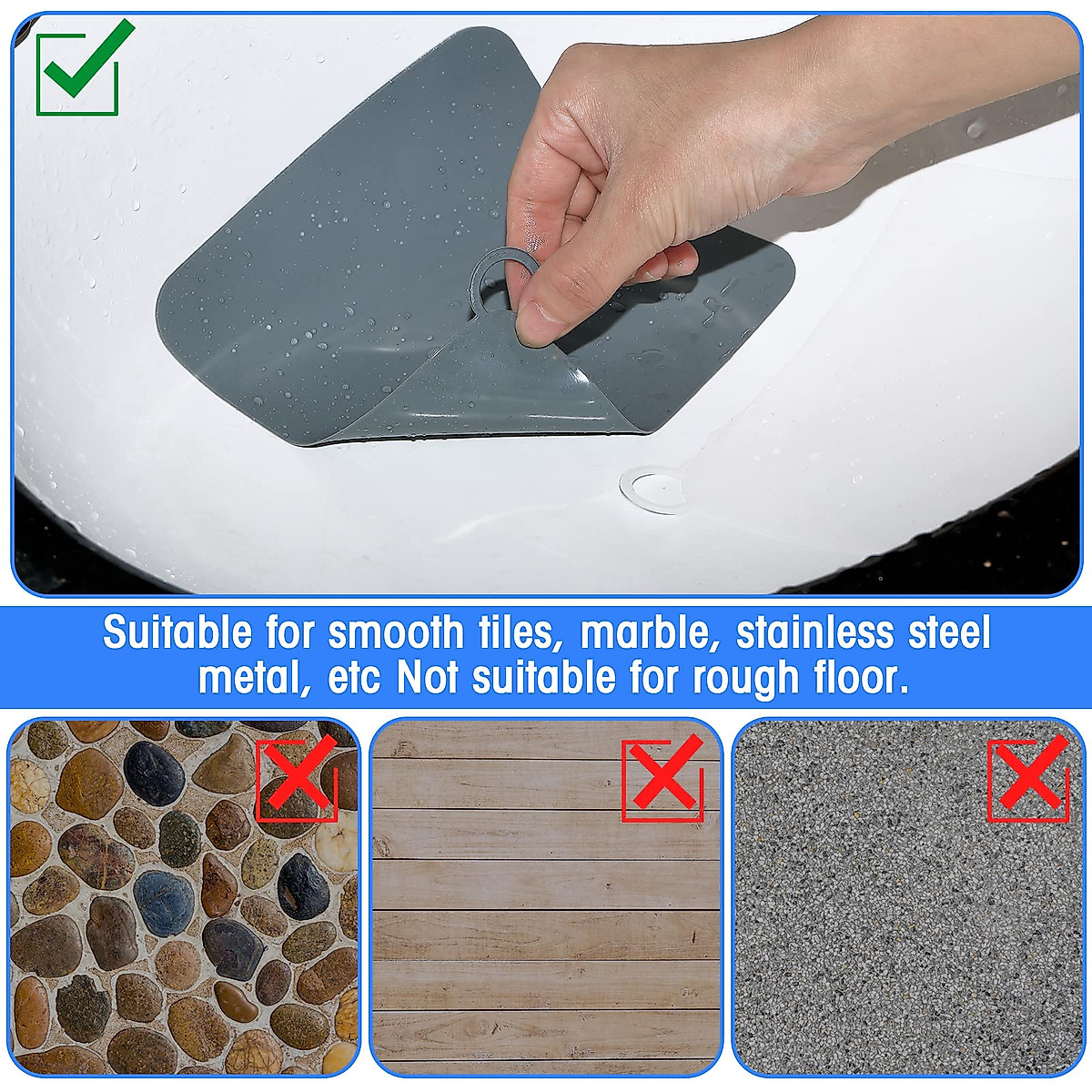 6 Pcs Shower Drain Cover Silicone Floor Drain Cover Anti-Odor Mat for Shower Tub Stopper Shower Drain Cover for Bathtub Kitchen Laundry Sink Accessories White and Grey (5.79 x 5.79 Inch)