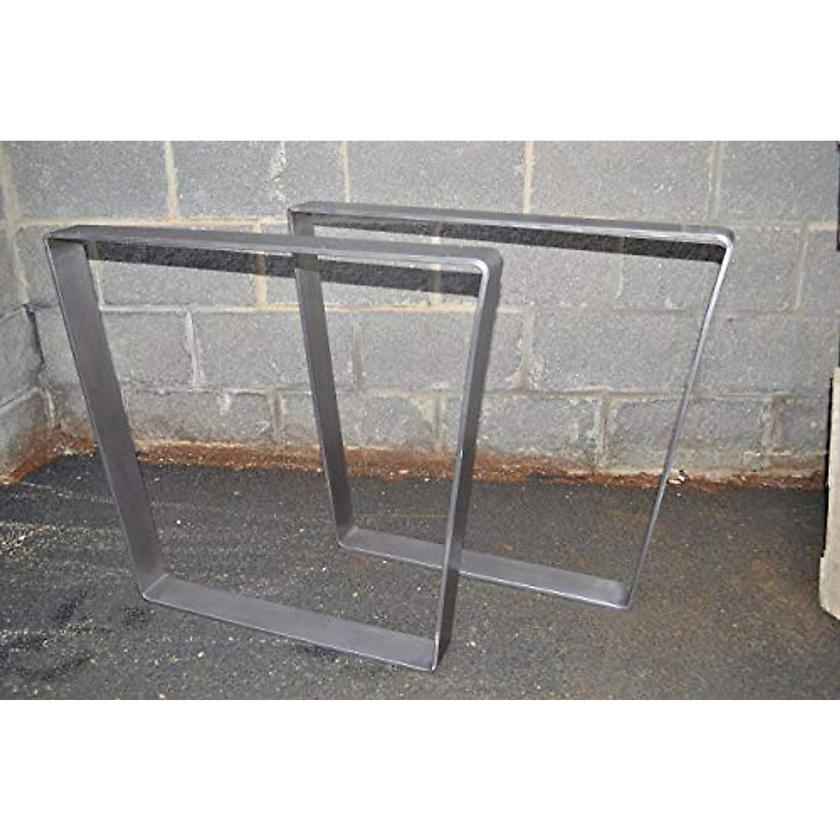 Brushed Stainless Table Legs, Bent Trapezoid Style - Any Size