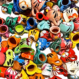 Generic JDProvisions 12 Pieces Miniature Mexican Mugs Jarritos Pottery Ceramic Mud Handpainted for Arts and Crafts Party Favor Decorations