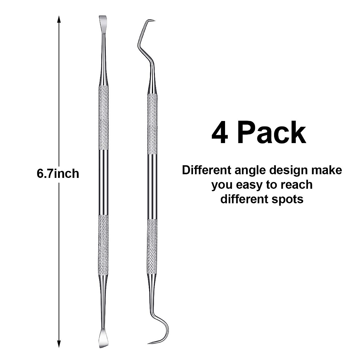 Mudder 4 Pieces Pet Tooth Scaler and Scraper Set Stainless Steel Pet Teeth Cleaning Tool Tartar Remover for Dogs Cats