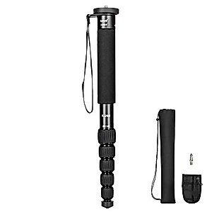 Koolehaoda 6-Section Monopod Compact Portable Photography Aluminum Alloy Unipod Stick, Max. Load 10kg / 22lbs, Folding Size is only 15-inch (K-266 Black)