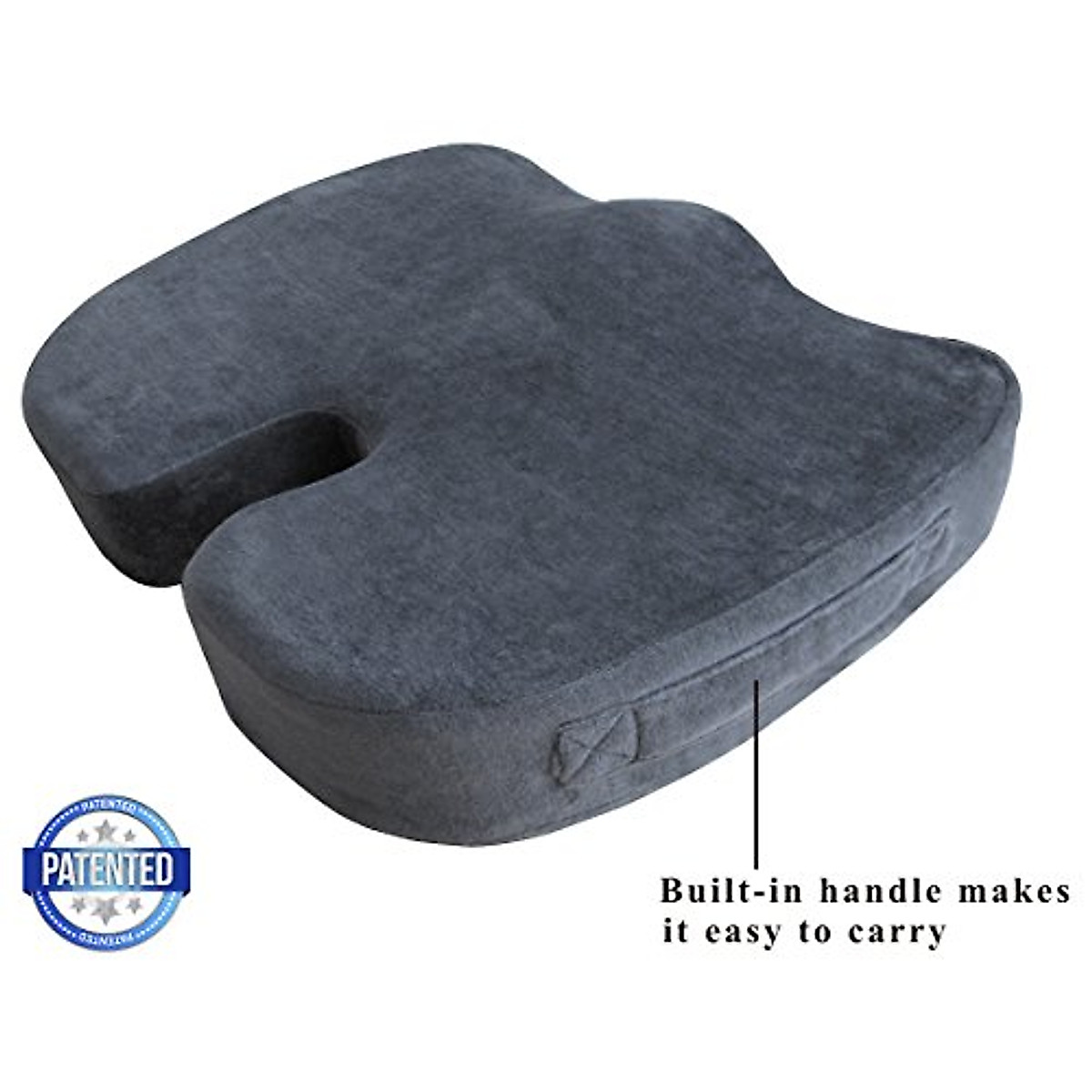 TravelMate Gel-Enhanced Memory Foam Seat Cushion – Perfect for Office Chair & Car Seat Cushion – Helps Relief from Tailbone Pain – Reduce Pressure on Coccyx & Hip – Non-Slip Washable Cover