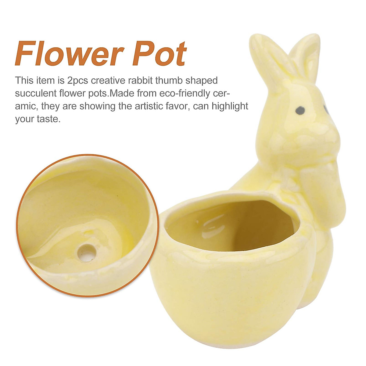 PRETYZOOM 2PCS Flowerpot Easter Planter pots Decorative Pot Ceramic Pot Ceramic Succulent Pot Easter Plant Pot Mini Planter Easter Bunny Figure Succulent Flower Pot Animal Ceramics Bracket