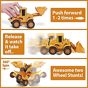 Chuchik Set of 3 Friction Power Transforming Construction Toys Vehicles Truck for Toddlers Age 3-6