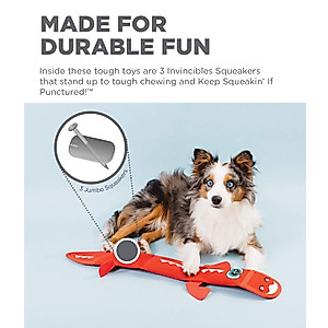 Outward Hound Fire Biterz Dragon Plush Firehose Material Interactive Dog Toy, Large