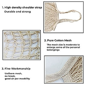 FEICHANGHAO 5 Pack Reusable Produce Bags - 100% Cotton Net Tote Bags, Premium Mesh Grocery Bags, Fruit And Vegetable Bags