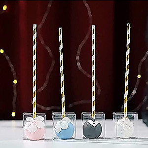 RomanticBaking 100 Pack 1 3/4" x 1 3/4" x 2" individul Single Cake Pop Box With Hole and RibbonSmall Gift Boxes Mini Plastic Boxes Treat Boxes Candy Boxes