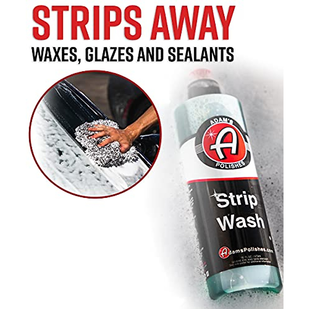 Adam's Polishes Strip Car Wash Soap, Sealant & Car Wax Remover Shampoo, Thick Suds For Car Cleaning, Foam Cannon, Foam Gun, Sponge, Mitt, Chamois, Safe For Paint Glass Wheel Tire Ceramic Coating