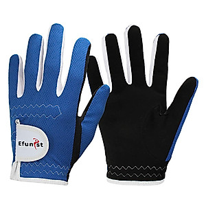 Efunist 1 Pair Junior Kids Youth Toddler Boys Girls Golf Gloves Dura Feel Blue Red Green Left Hand Right Hand (Blue, Medium)