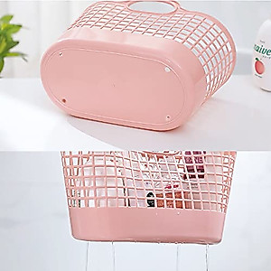 rejomiik Portable Shower Caddy Basket, Plastic Storage Soft Carry Tote with Handles Drainage Organizer Toiletry Bag Box for Bathroom, College Dorm Room Essentials, Kitchen, Camp, Gym - Blue