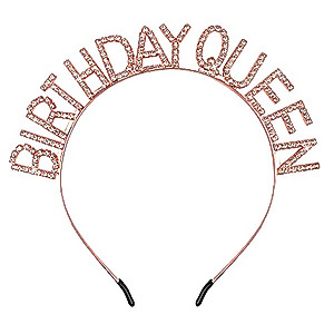 AOPRIE Birthday Crown for Women Rose Gold Birthday Tiara for Girls Birthday Queen Headband Princess Crown Rhinestone Happy Birthday Accessories