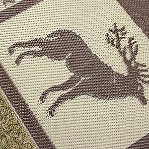 Stylish Camping 226097 6-feet by 9-feet Reversible Mat, Plastic Straw Rug, Large Floor Mat for Outdoors, RV, Patio, Backyard, Picnic, Beach, Camping - Hunter Mat (Brown/Beige)