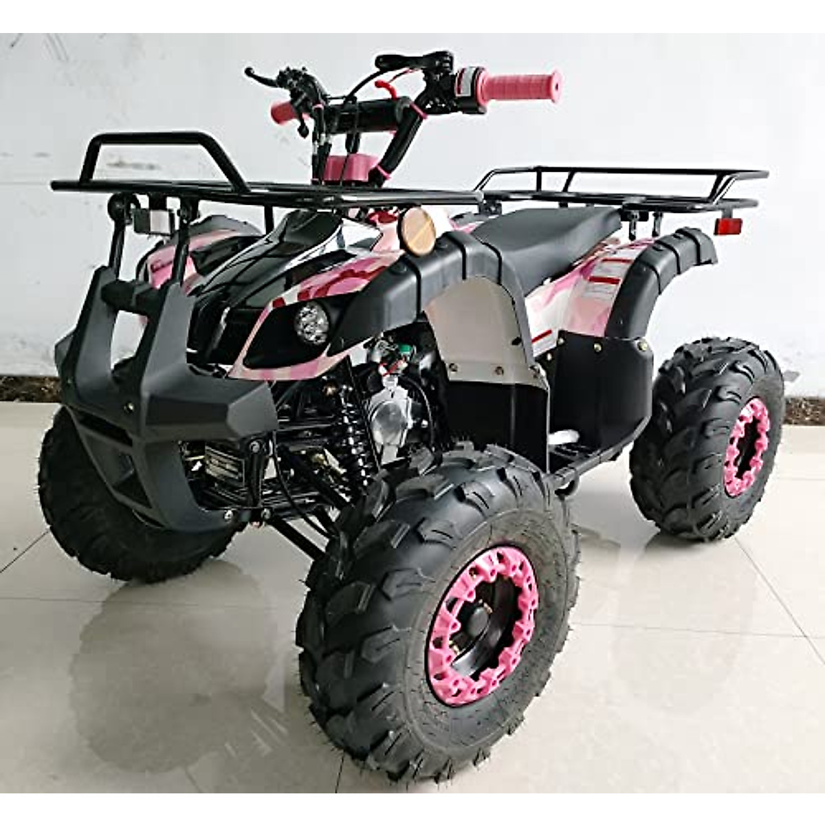 HHH 125cc Utility ATV w/Reverse Youth Adults Quad Big Tires-Pink Camo Extra Large