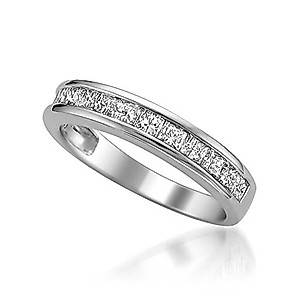 Platinum Princess-cut Diamond Bridal Wedding Band Ring (1 cttw, G-H, VS2) in Size 6