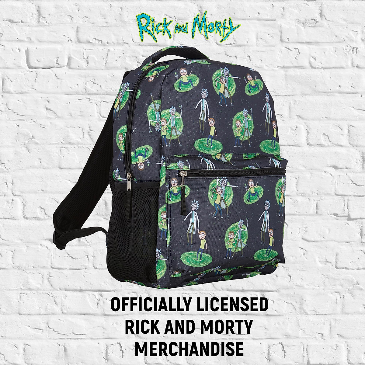 RICK AND MORTY Allover Backpack, Summer and Squanchy - Official School Bookbag (Black)