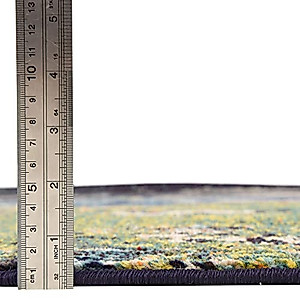 Unique Loom Estrella Collection Distressed, Landscape, Abstract, Modern, Earth Tones Area Rug (3' 3 x 5' 3 Rectangular, Navy Blue/Green)