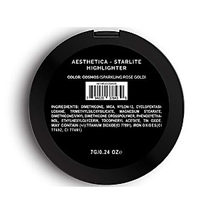 Aesthetica Starlite Highlighter - Metallic Shimmer Highlighting Makeup Powder - Cosmos (Sparkling Rose Gold)