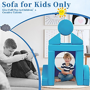 Edbuosy Toddler Couch Kids Sofa Modular - 18pcs Children Couches Building Fort, Convertible Foam Playing Cushion Creative Playroom Floor Furniture for Baby 1-3 to Teen Sofa and Play Set