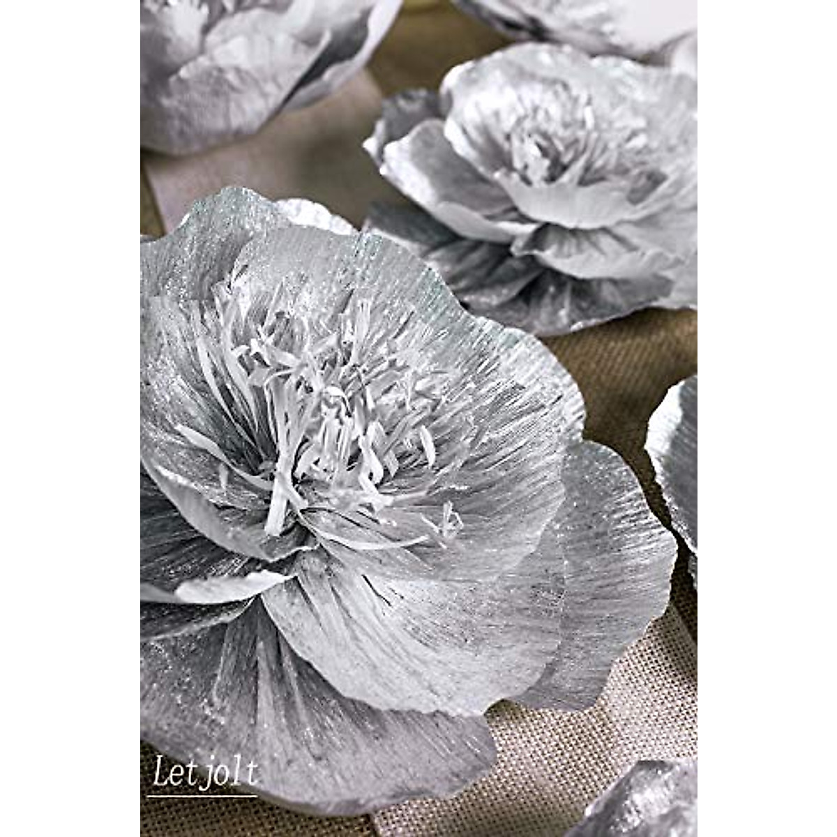 Letjolt Artificial Paper Flower Decorations for Wall Wedding Backdrop Birthday Party Baby Shower Bridal Shower Nursery Wall Decor(Silver Set 6)