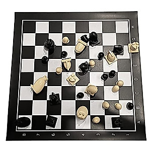 Yushifa Portable Chess Sets Personalized Chess Set Roll-up Travel Chess Set Games with Chess Piece Tote Bag Black and White Chess Pieces for Adult 20x20in Chess Board Game