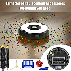 Replacement Parts for iRobot Roomba 600 500 Series 694 695 677 671 690 680 660 650 620 614 595 585 564 Vacuum Robotic,2 bristle brush, 2 beater brush, 8 spinning side brush, 8 AeroVac filters