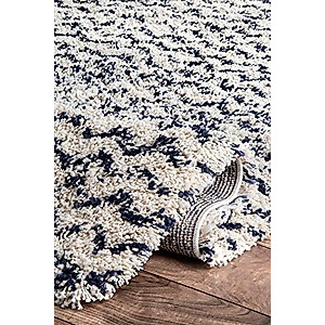 nuLOOM Cuellar Chevron Shag Area Rug, 5' x 8', Navy