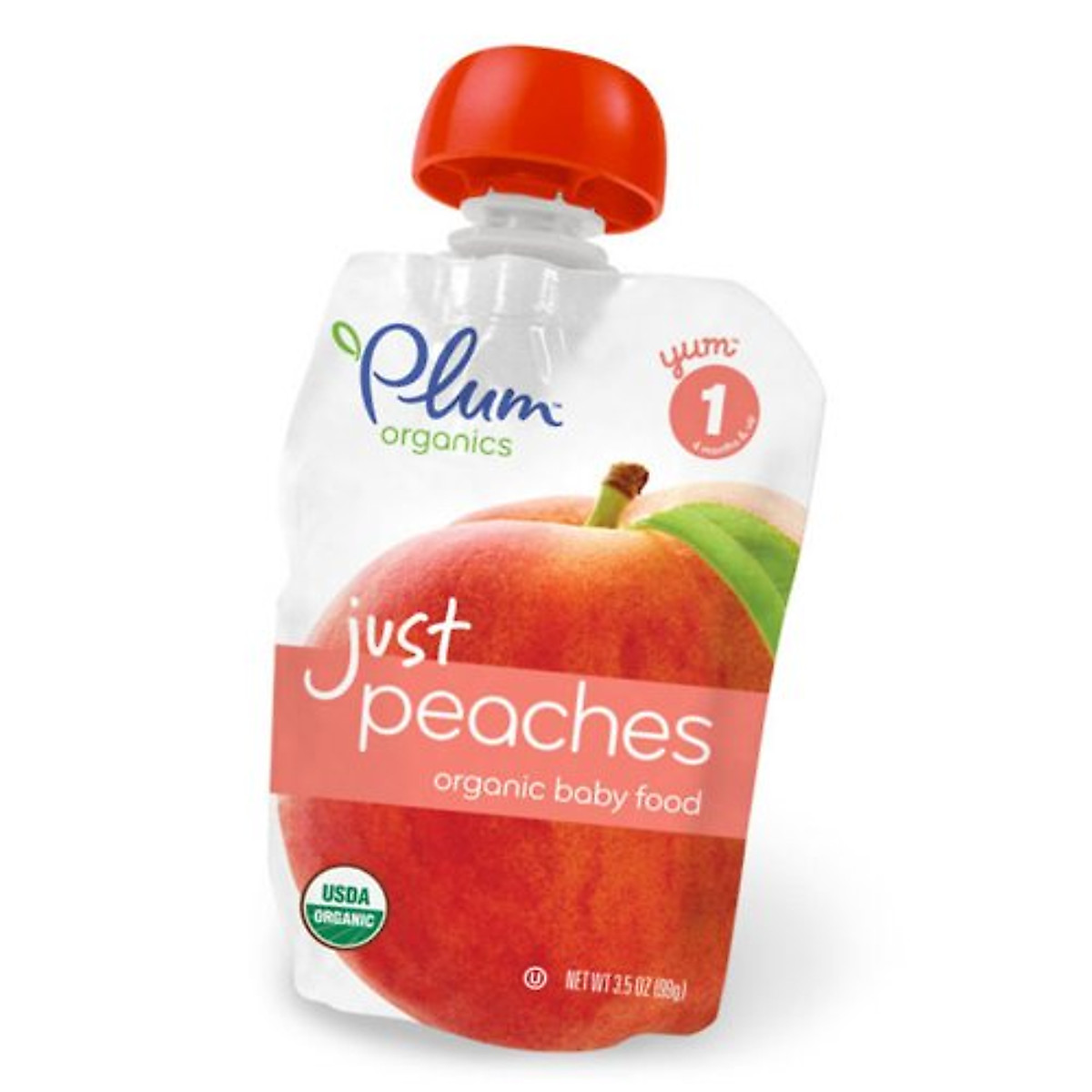 Plum Organics Just Fruit, Peaches, 3.5-Oz Pouches (Pack of 12)