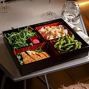 DOITOOL Japanese Bento Box Traditional Bento Box Japanese Sushi Tray Lunch Box Plastic Snack Serving Tray with Lid for Home Restaurant