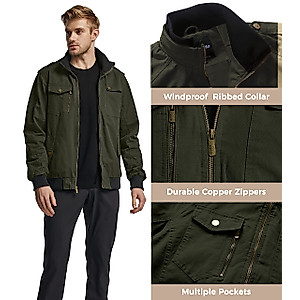 wantdo Men's Big and Tall Casual Cotton Jacket Durable Work Jacket Army Green Large
