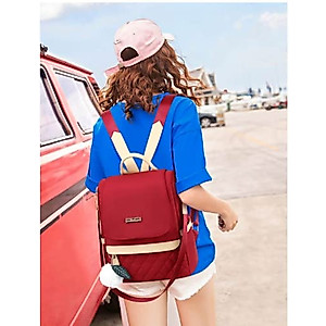 MBVBN Fashion Mochila Solid Color Women Backpack Purse Travel Bag Teenagers School Bags Kawaii (Red)