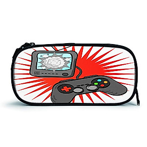 Moslion Gaming Pencil Pen Case Gamer Video Games Controller Joystick Funny Symbol Digital Sign Big Capacity Office College School Large Storage High Bag Pouch Holder Box Organizer