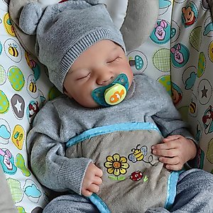 FOCKOF Realistic Reborn Baby Dolls Boy-17-Inch Lifelike Newborn Vinyl Full Body Real Baby Doll Gift for Kids Age 3 +