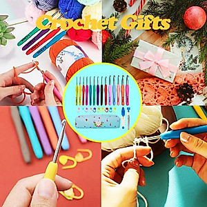 14 Size Crochet Hooks Set,2mm(B)-10mm(N) Ergonomic Crochet Hooks with Case for Arthritic Hands, Extra Long Crochet Needles