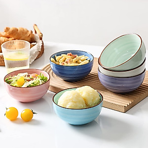 Selamica Ceramic 12 Oz Dessert Bowls Set, Small Cereal Bowls for Kitchen, 4.7 Inch Ice Cream Bowls for Snack Side Dishes Dips, Microwave Dishwasher Safe, Gift, Set of 6, Gradient Color