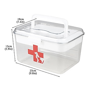 Brabtod 2 Layers Dog First Aid Kit box,Large First Aid Kit Bin,Medic Box for Dog Cat,Empty First Aid Box,Medicine Organizer with Built in Handle,Family or Dog Travel Camping Emergency Tool Set