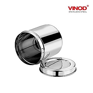 Vinod Stainless Steel Deep Dabba, Airtight Storage Container, 3 Piece Set - 350 ml, 500 ml, 750 ml