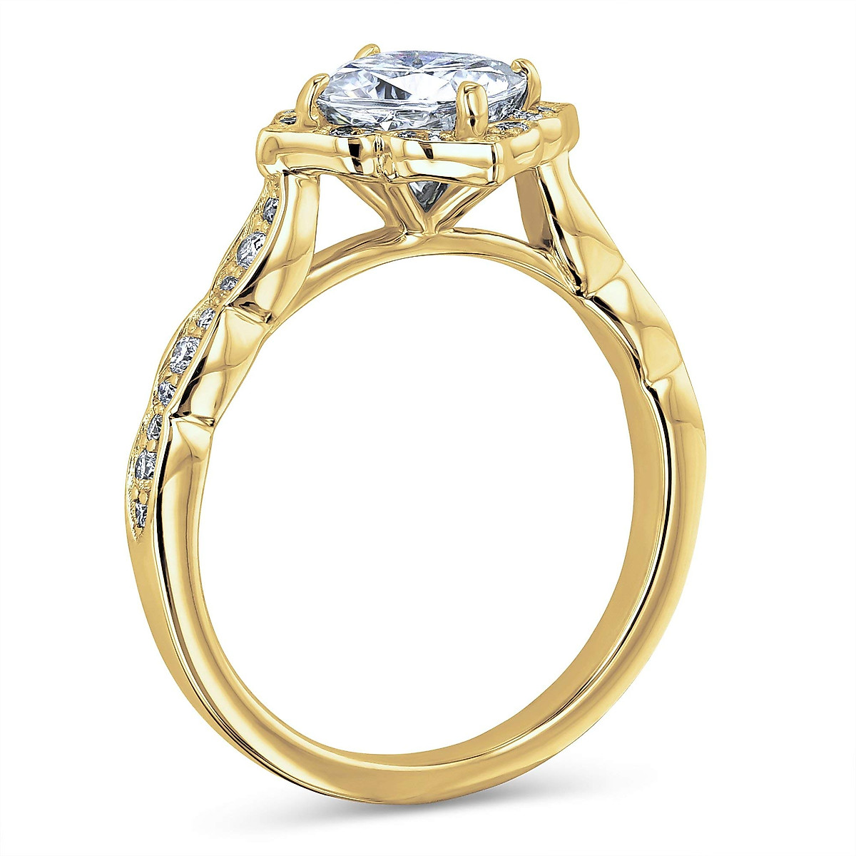 Kobelli 1 1/3 CTW Cushion Moissanite (G-H) Floral Halo Engagement Ring 14k White Gold (GH/VS, GH/I1-I2), 7.5