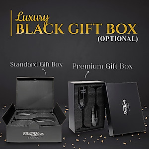 Set of 2, Personalized Wedding Champagne Flutes Glasses 8 oz. with Box, Custom Engraved with Names and Date, Toasting Flutes Gifts for Bride, Groom, Newly Weds (Family Name)